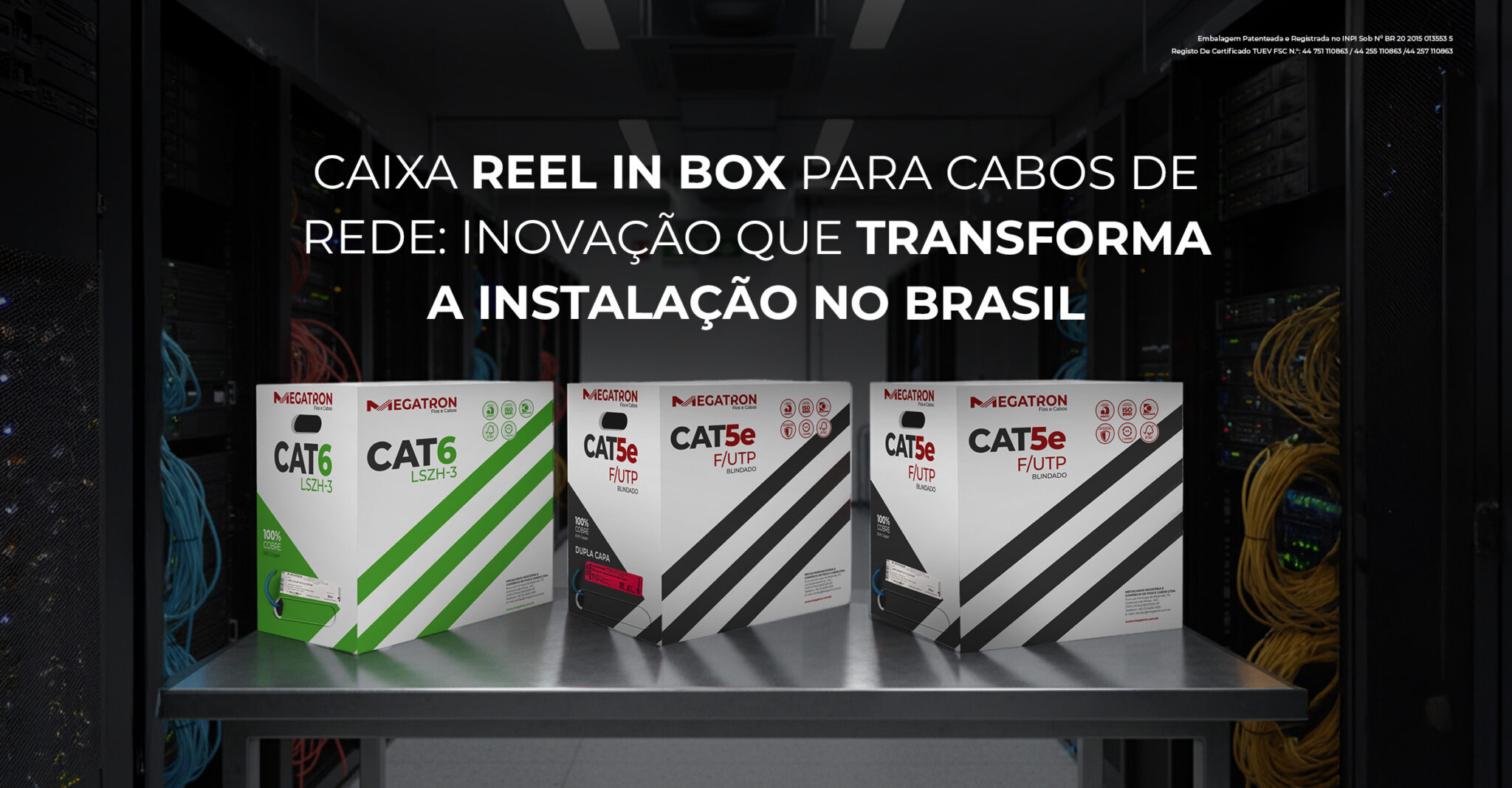Caixa Reel In Box para cabos de rede com sistema puxe e use